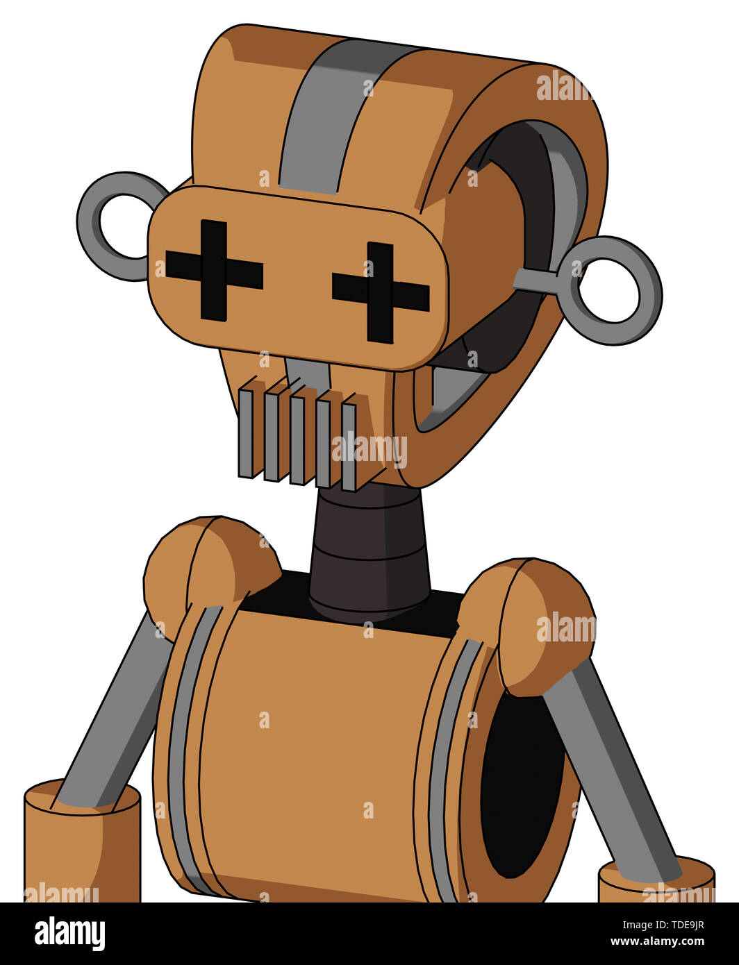 Portrait style peach mech with droid head and vent mouth and plus sign ...