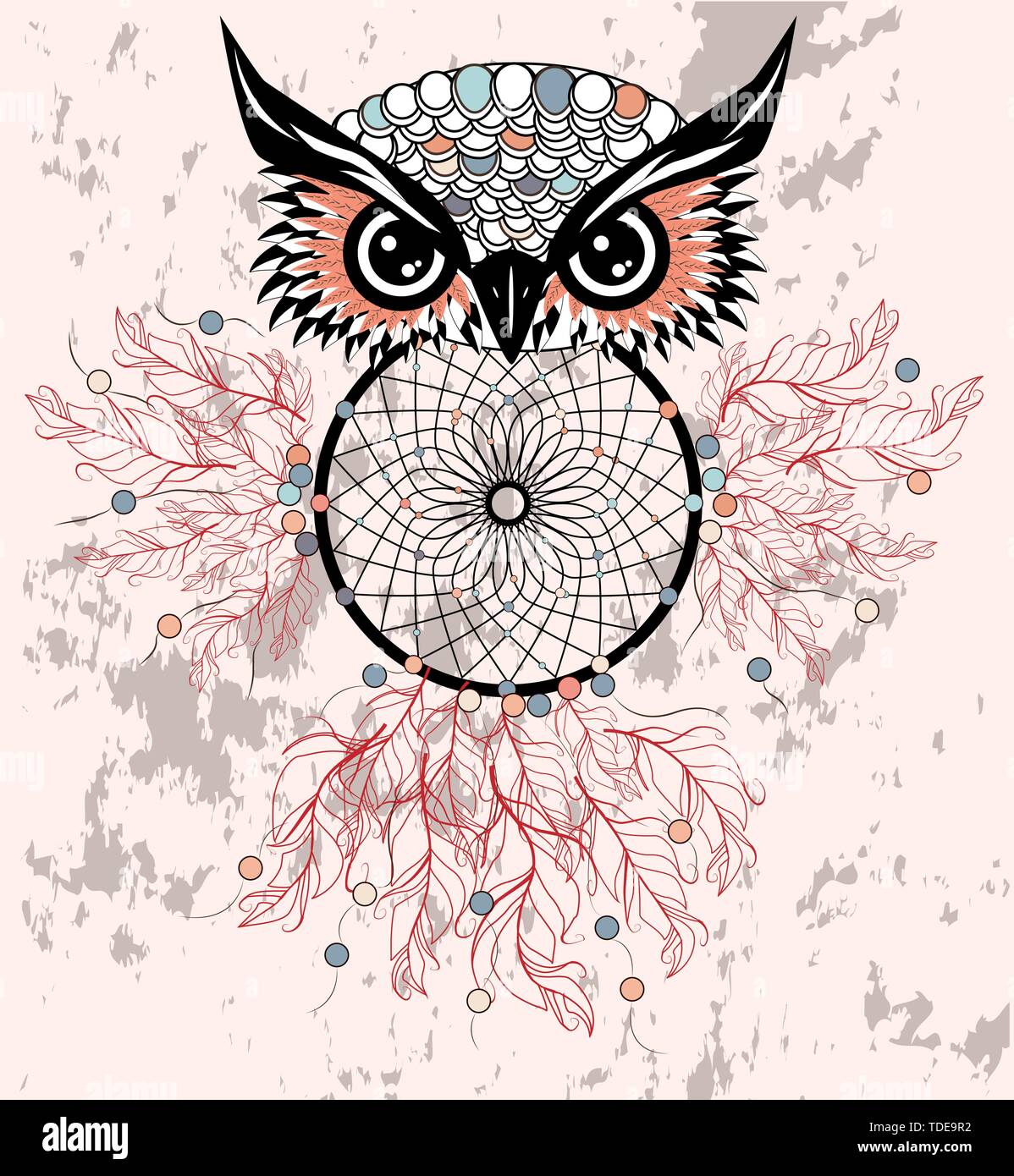 Dreamcatcher with owl. Zentangle. Abstract bird. Mystic symbol ...