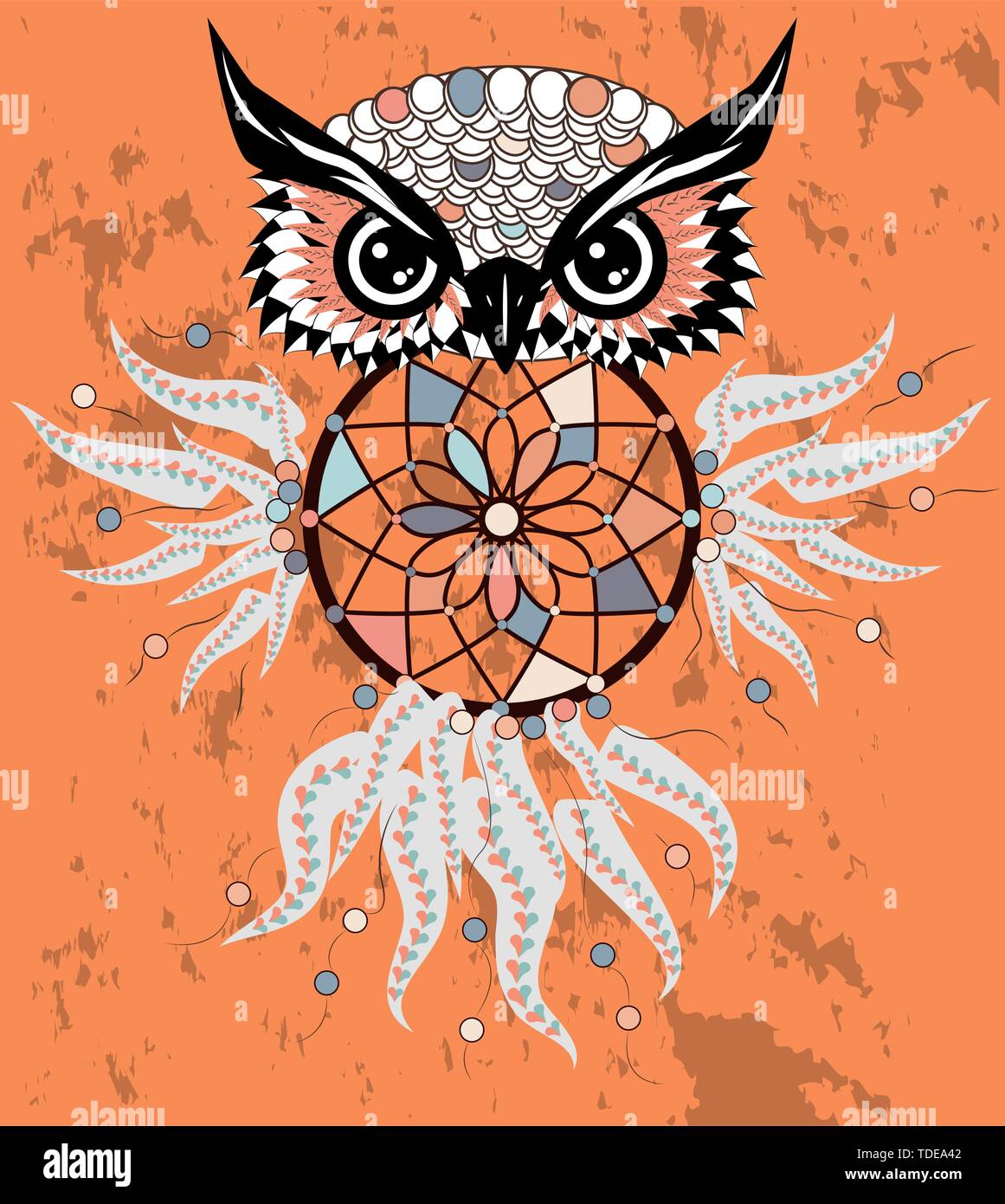 Dreamcatcher owl boho style cartoon character abstract bohemian object ...