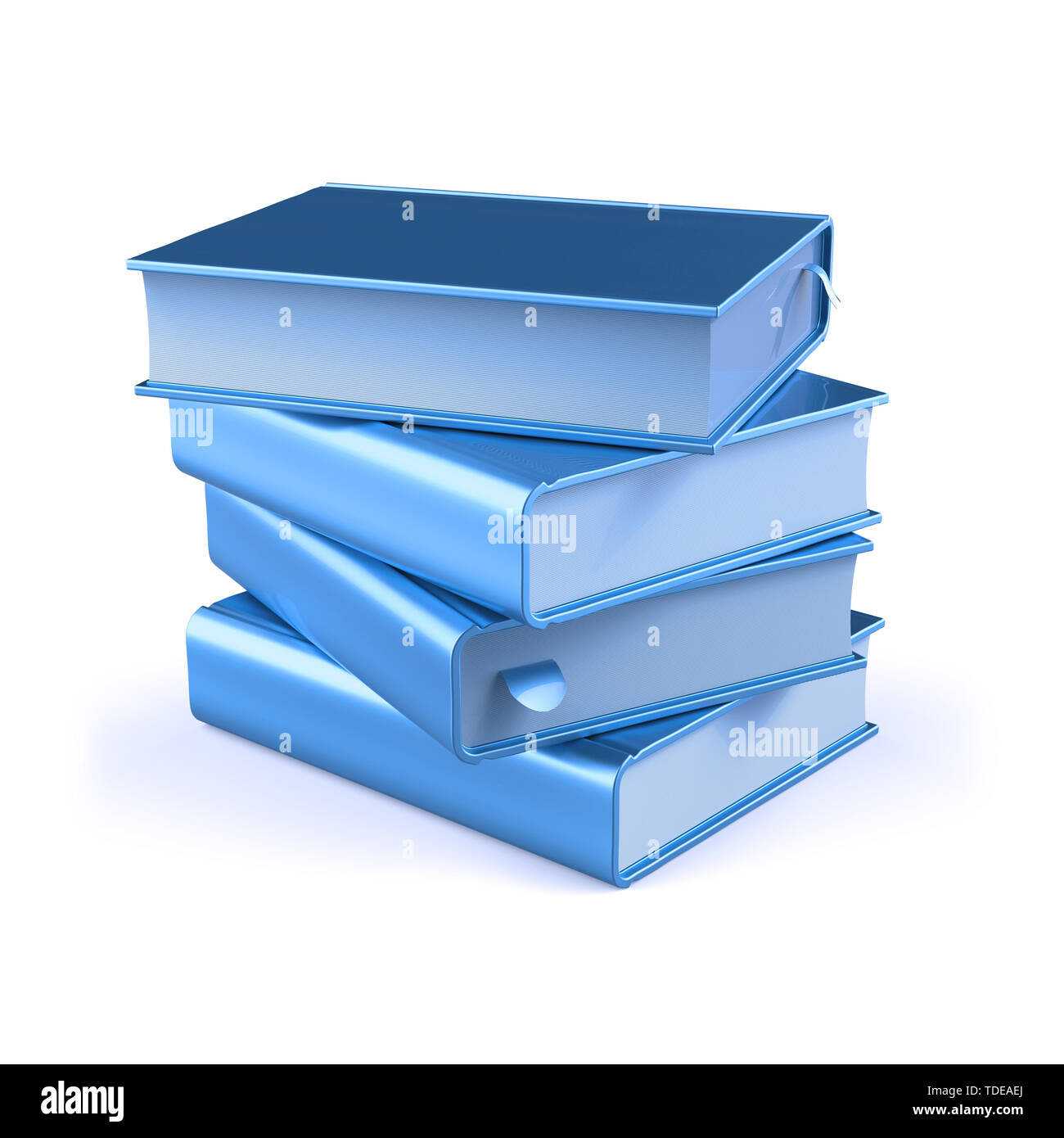 Books blue four, stack of book, blank covers textbook, bookmark. Back ...