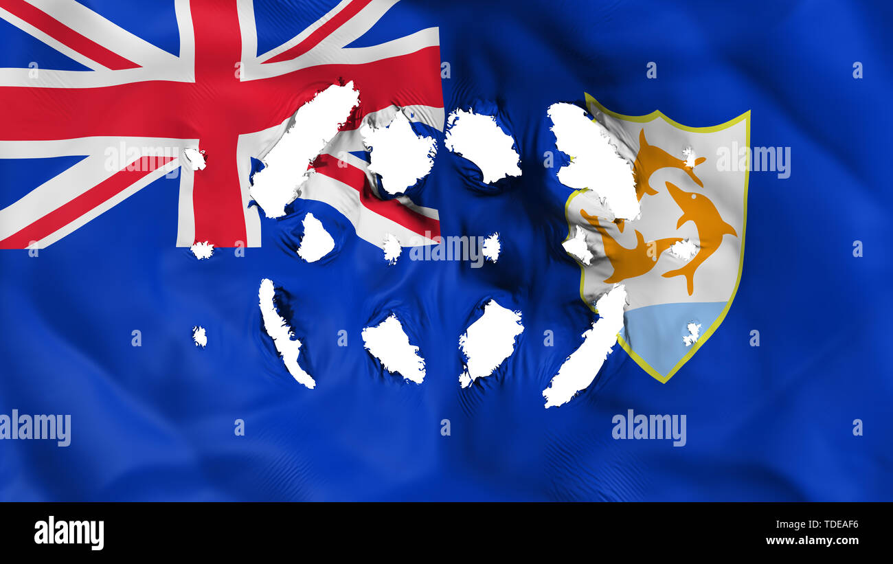 Anguilla flag with a small holes Stock Photo - Alamy