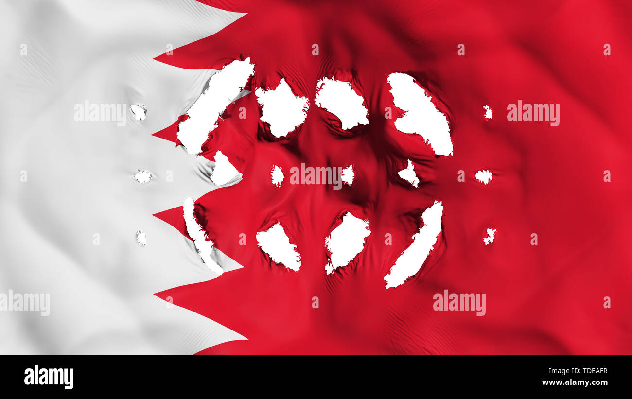 Bahrain flag with a small holes Stock Photo - Alamy