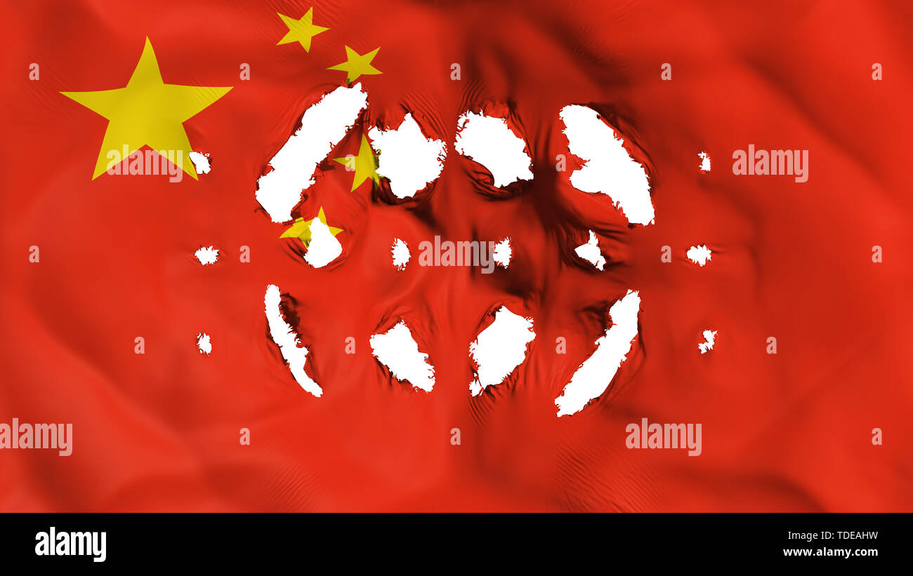 China flag with a small holes Stock Photo - Alamy