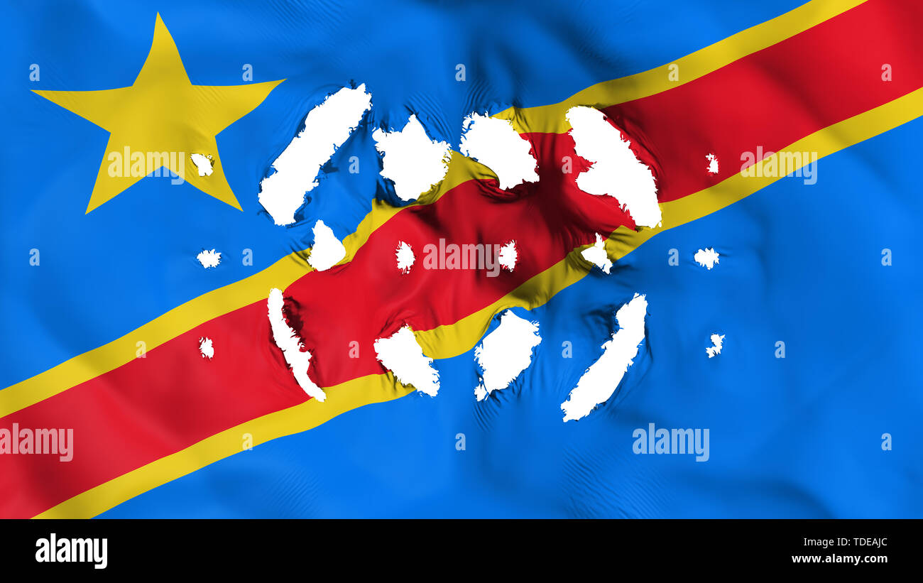 Democratic Republic of Congo Kinshasa flag with a small holes Stock ...