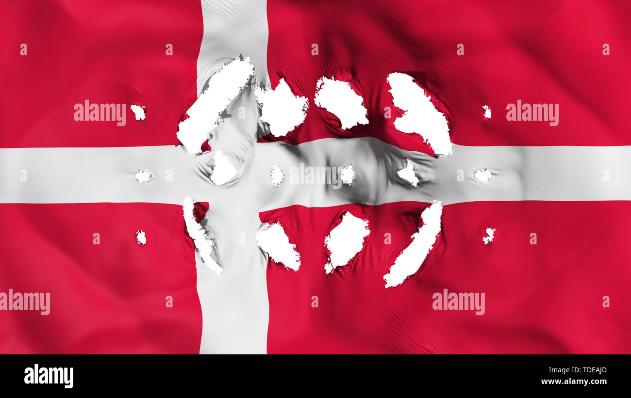 Denmark flag with a small holes Stock Photo - Alamy
