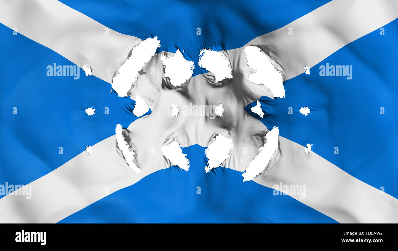 Scotland flag with a small holes Stock Photo - Alamy