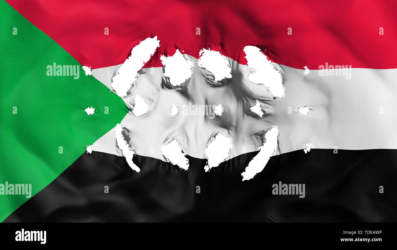 Sudan flag with a small holes Stock Photo - Alamy