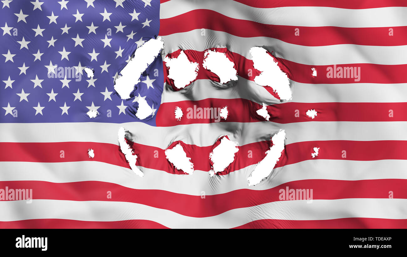 United States of America flag with a small holes Stock Photo - Alamy