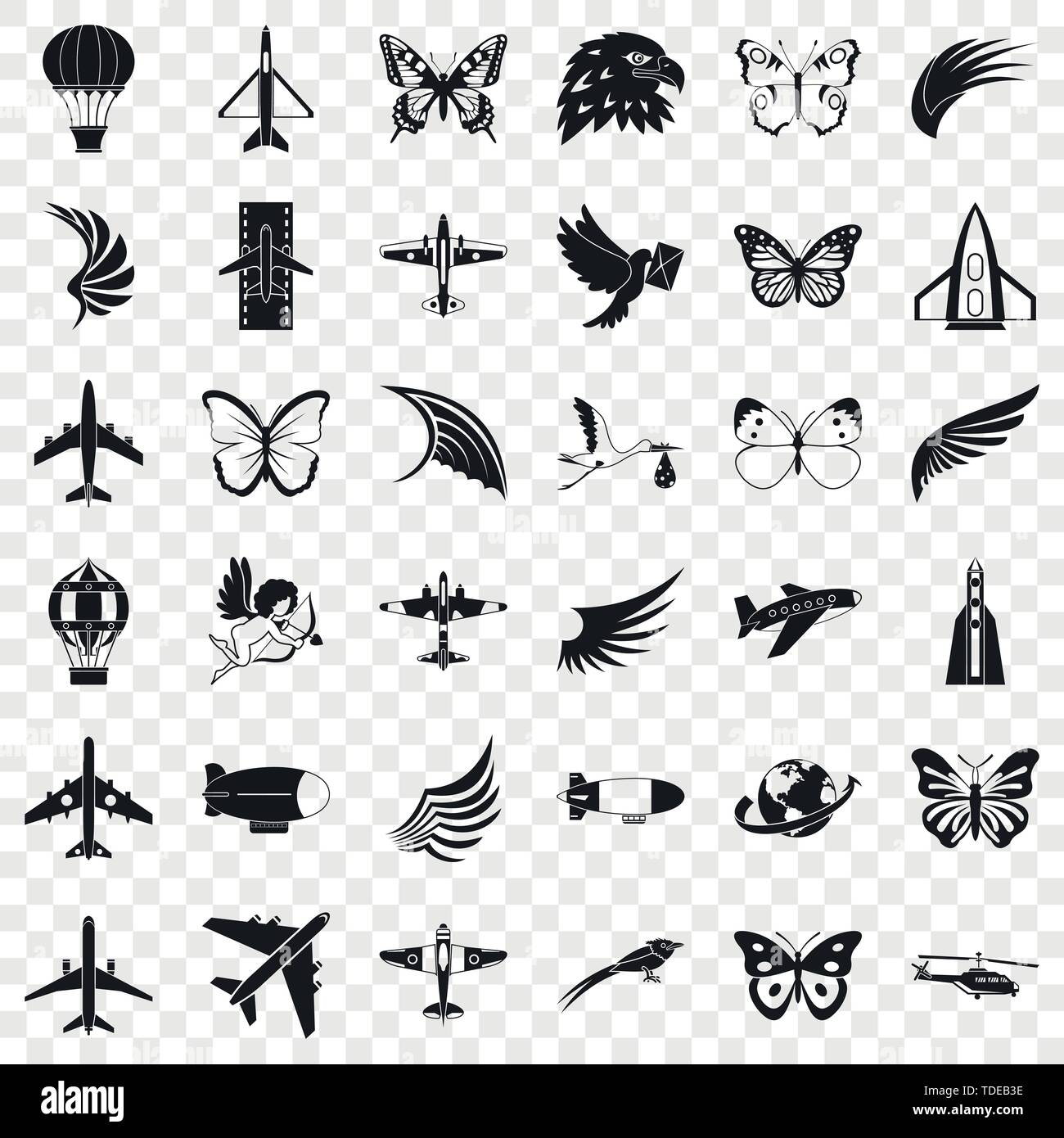 Fly icons set, simle style Stock Vector Image & Art - Alamy