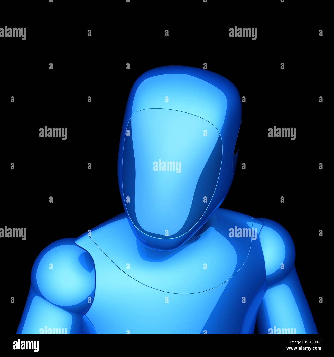 Robot face futuristic portrait blue, artificial cyborg, android ...
