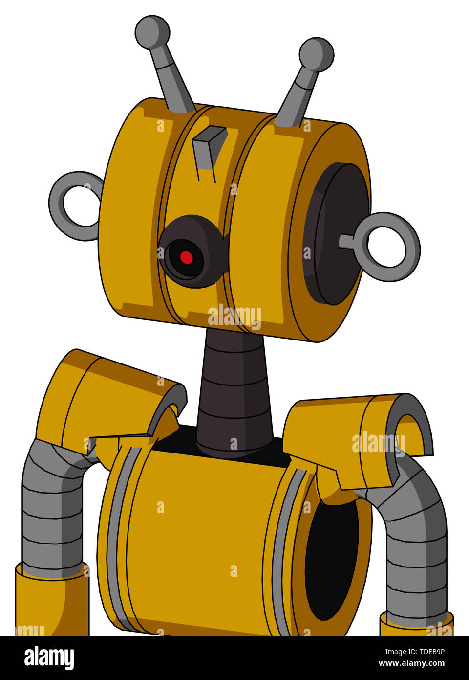 Portrait style yellow robot with multi-toroid head and black cyclops ...