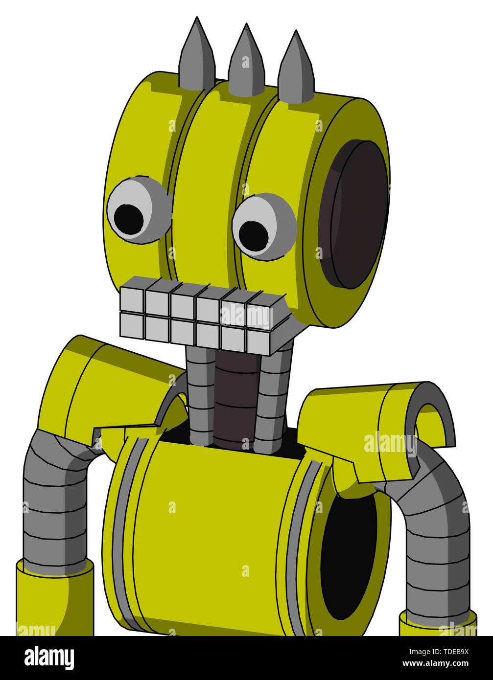 Portrait style yellow robot with multi-toroid head and keyboard mouth ...