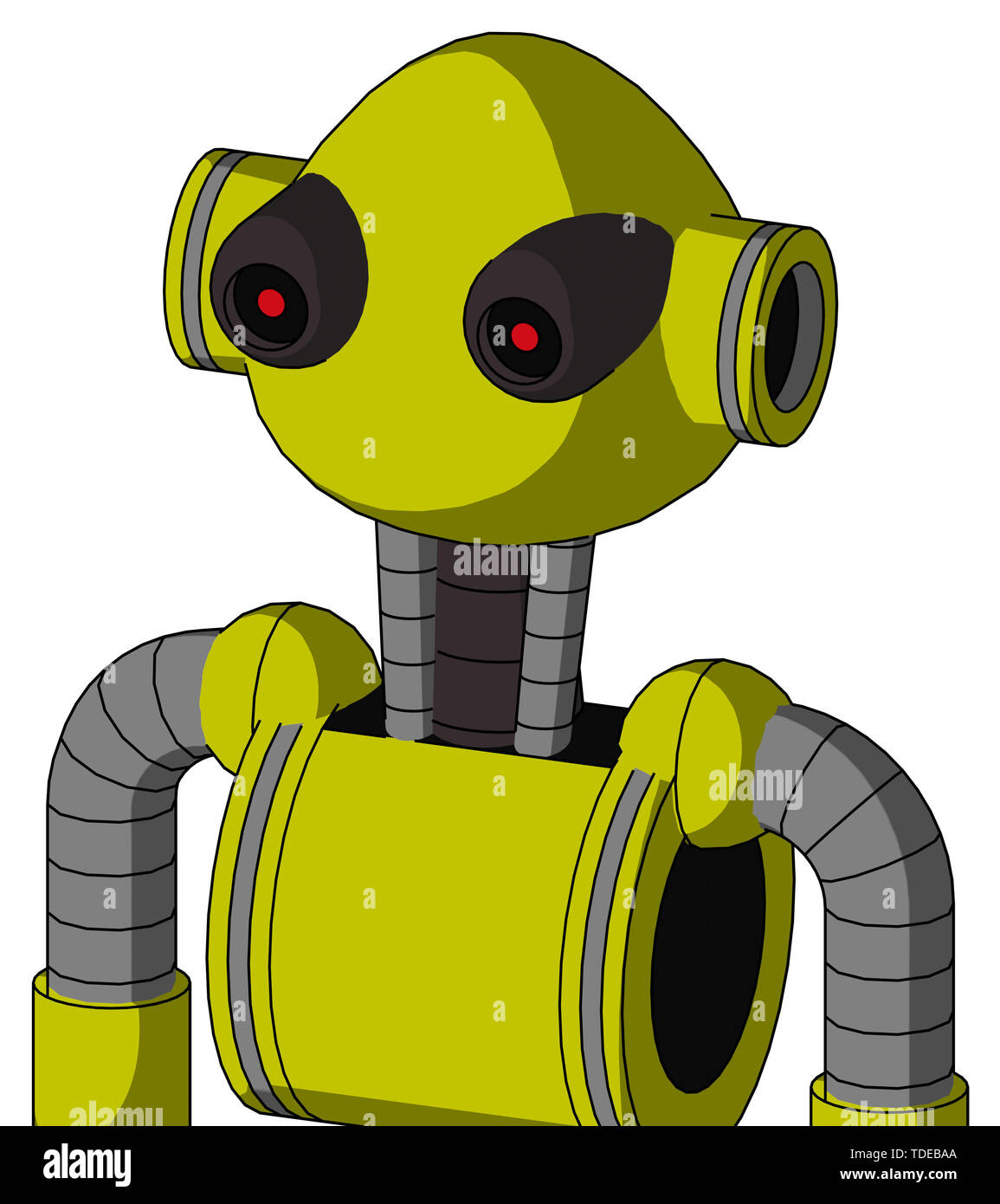 Portrait style yellow robot with rounded head and black glowing red ...