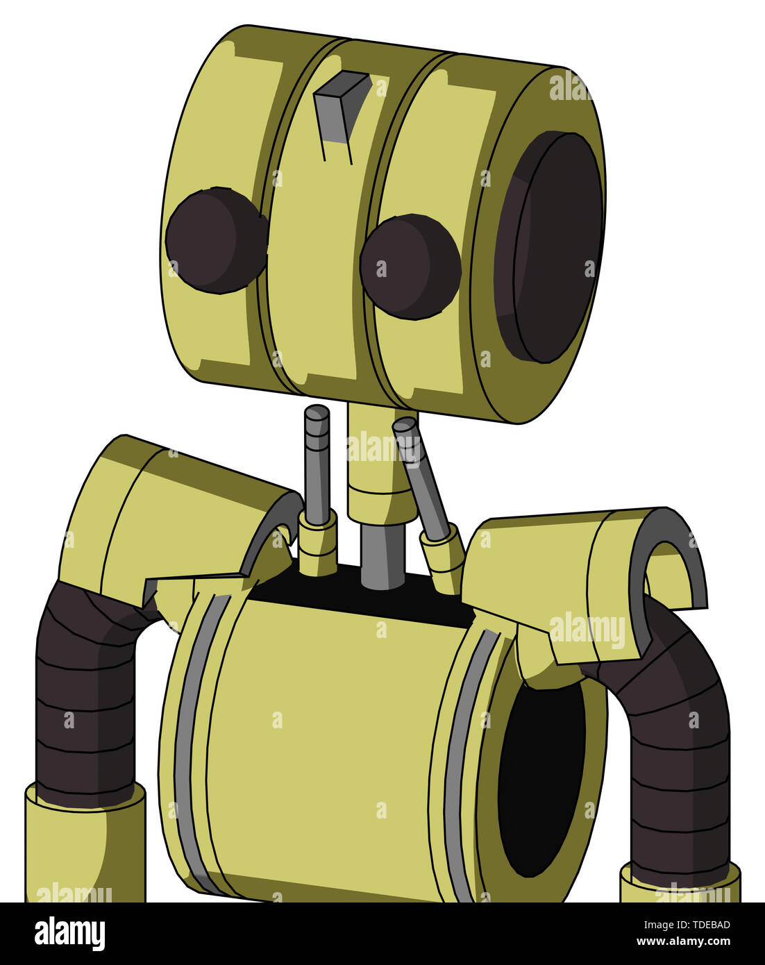 Portrait style yellow robot with multi-toroid head and two eyes Stock ...