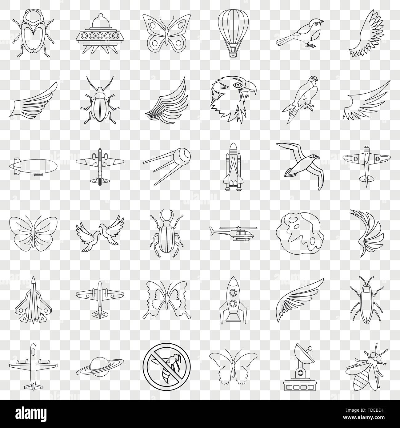 Fly icons set, outline style Stock Vector Image & Art - Alamy