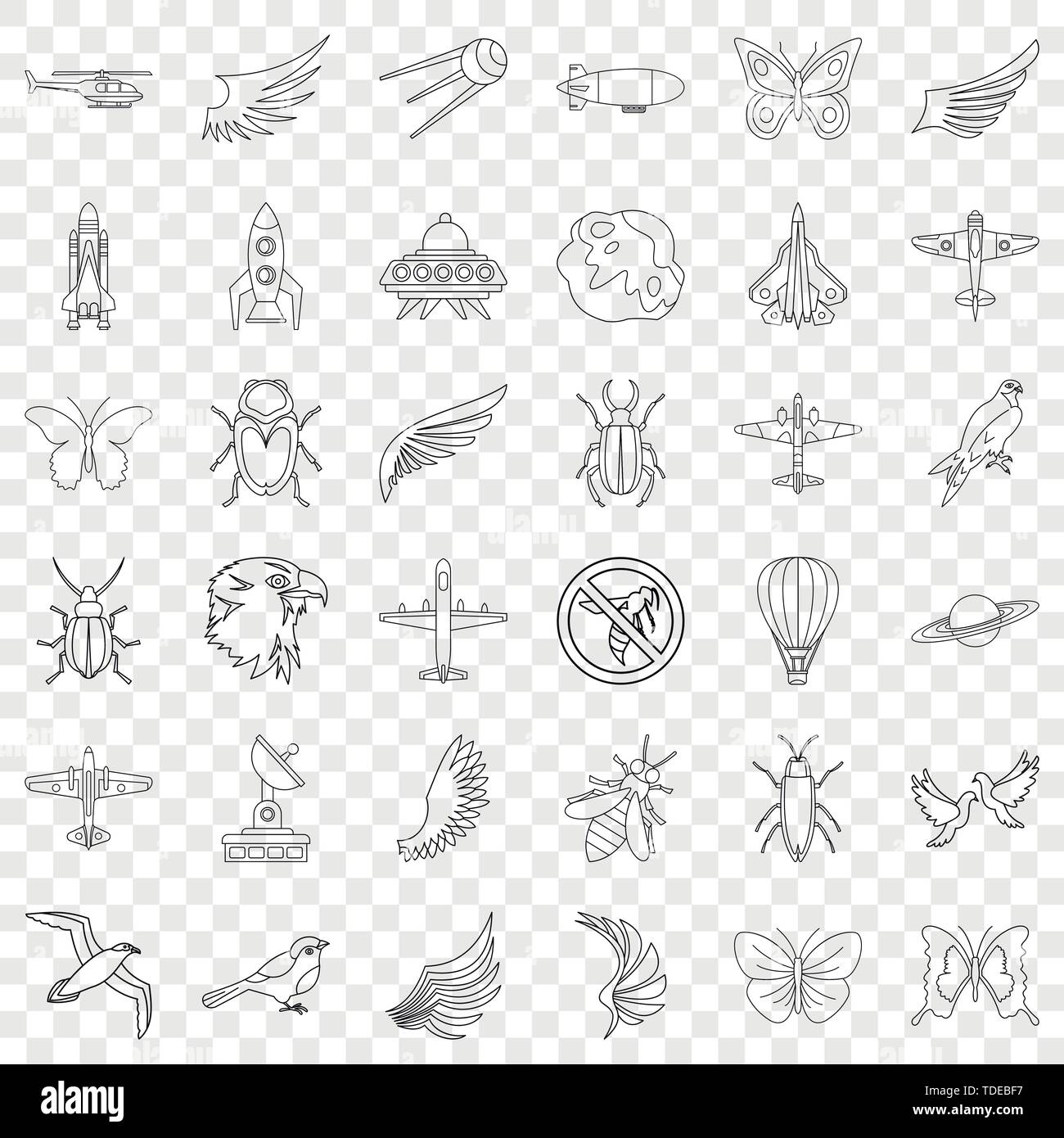 Aerospace icons set, outline style Stock Vector Image & Art - Alamy