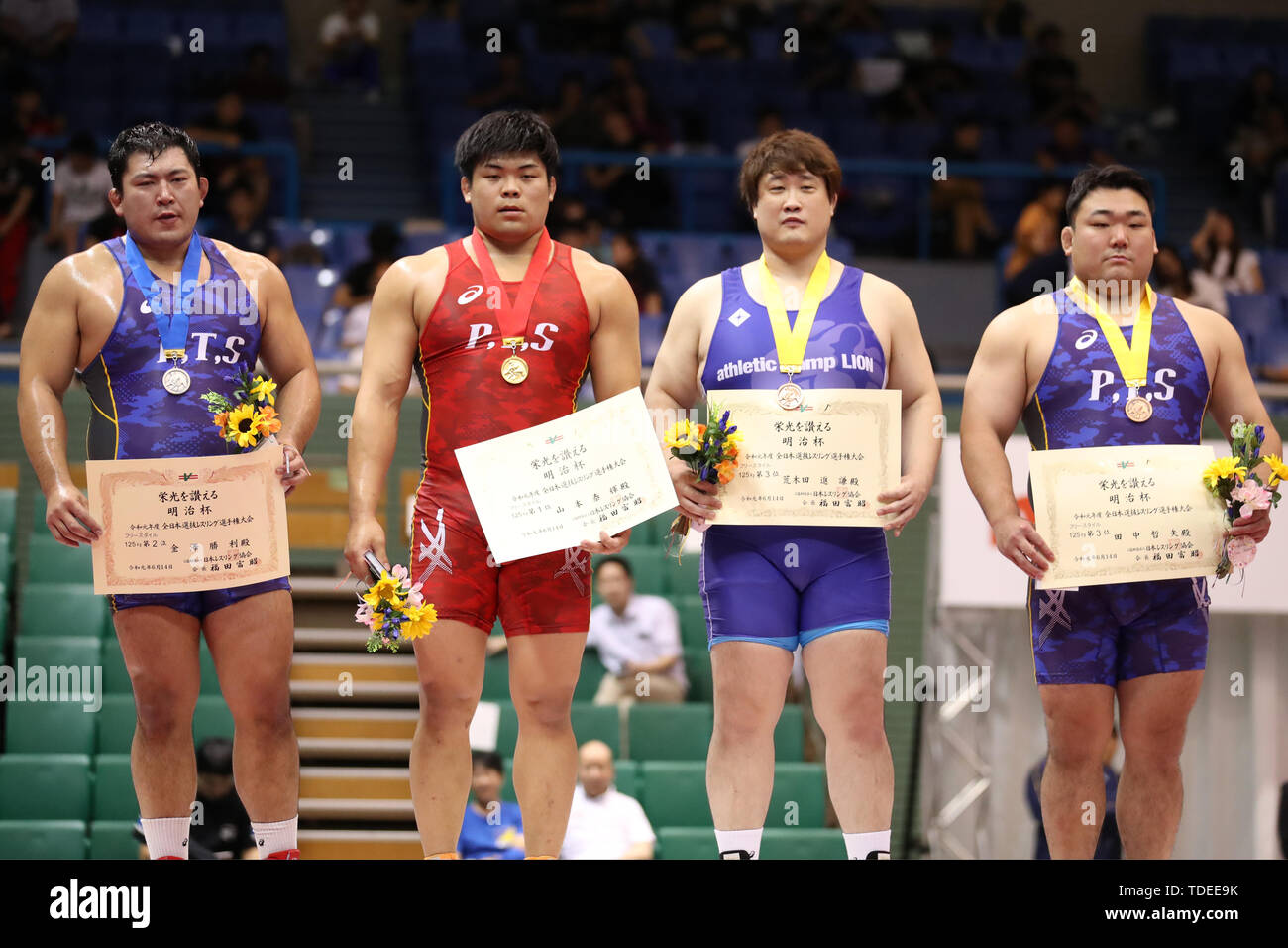(L to R) Katsutoshi Kanazawa, Taiki Yamamoto, Nobuyoshi Arakida ...