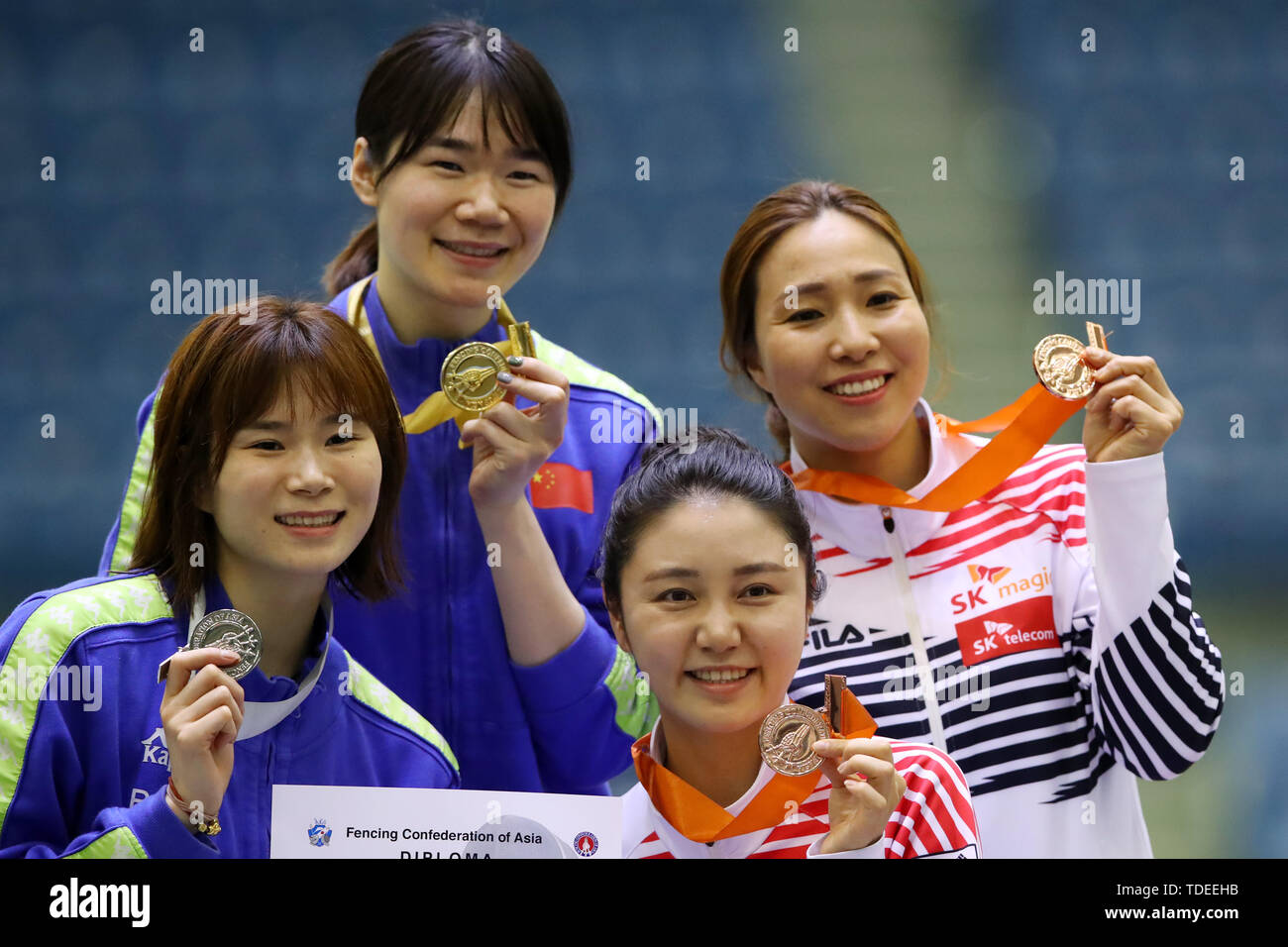 Chiba Port Arena, Chiba, Japan. 14th June, 2019. (L-R) Lin Sheng, Zhu ...