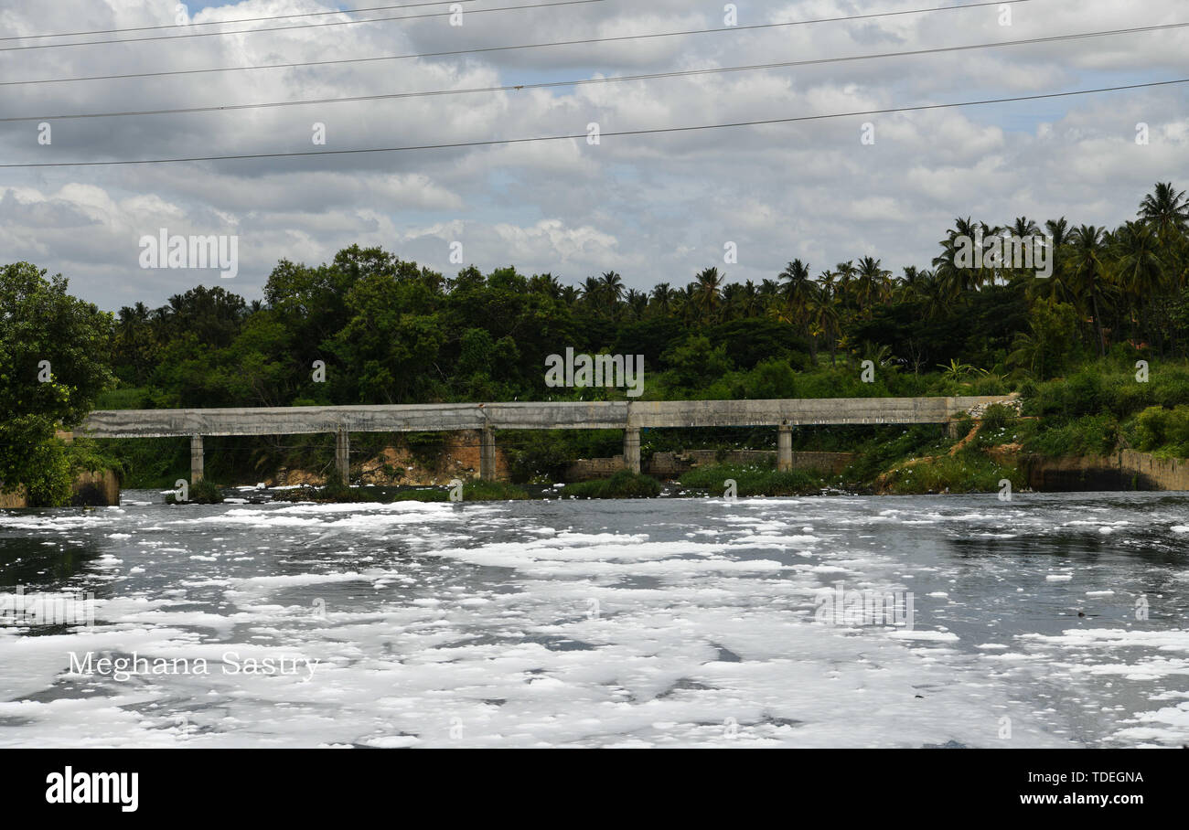 Bangalore, Karnataka, India. 13th June, 2019. A view of a polluted ...