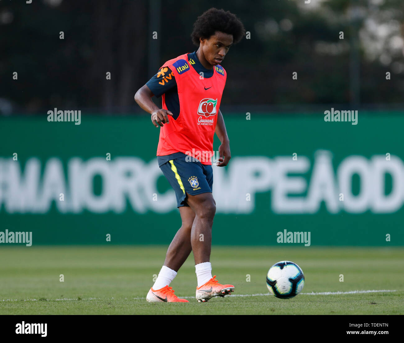 Sao Paulo, Brazil. 15th June, 2019. Willian during the training of the ...