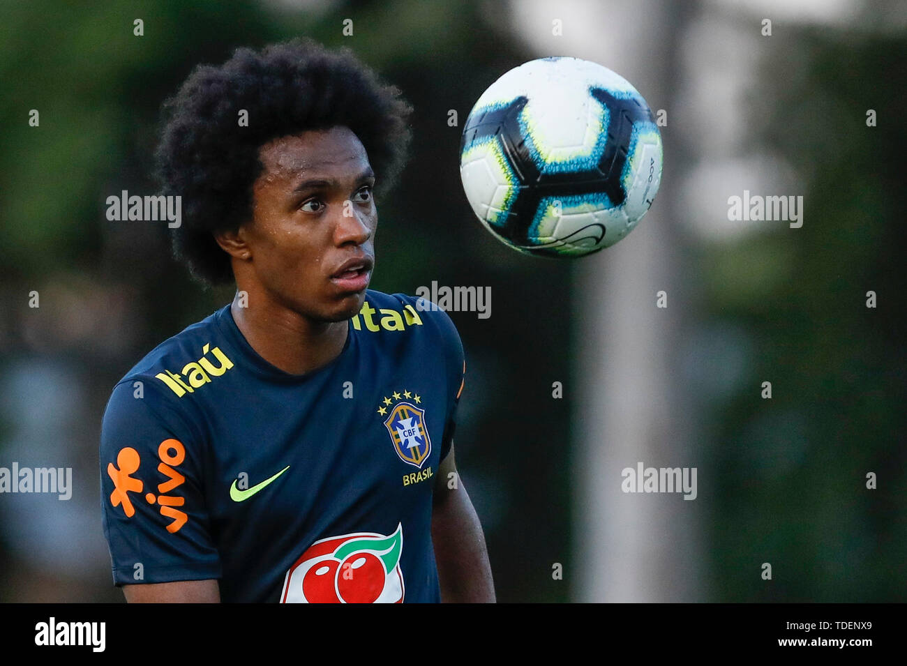 Sao Paulo, Brazil. 15th June, 2019. Willian during the training of the ...