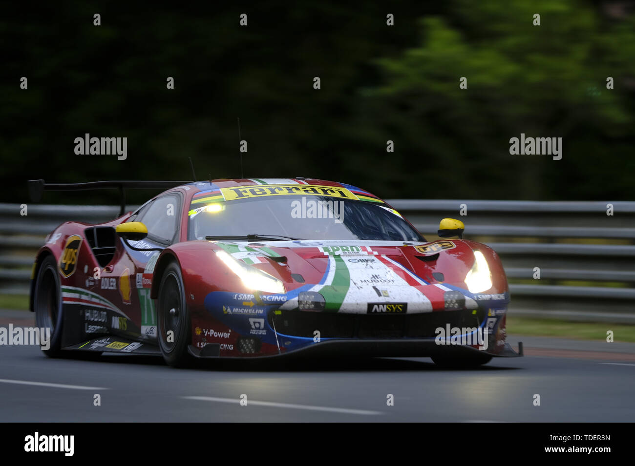 Le Mans, Sarthe, France. 15th June, 2019. AF Corse Ferrari 488 GTE EVO ...