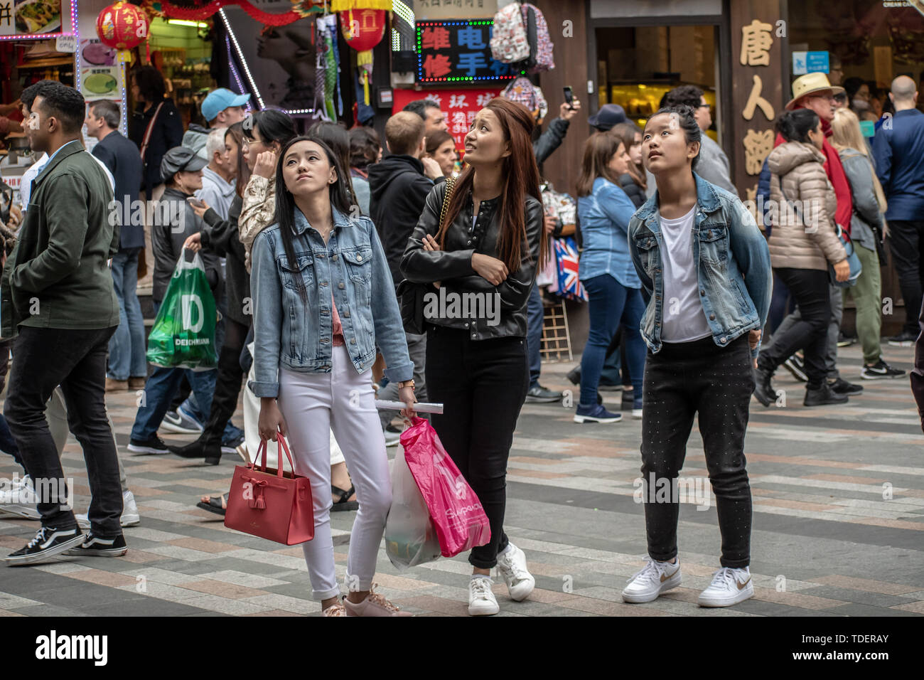 London, UK. London, UK. Tourists street photography in London Chinatown ...