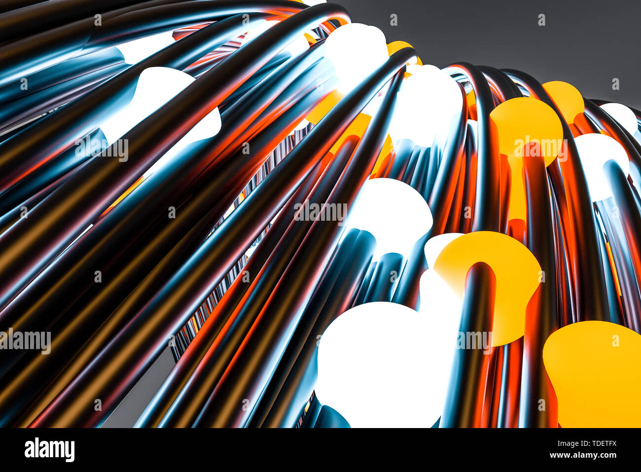 Luminous spheres with flowing lines, three-dimensional rendering Stock ...