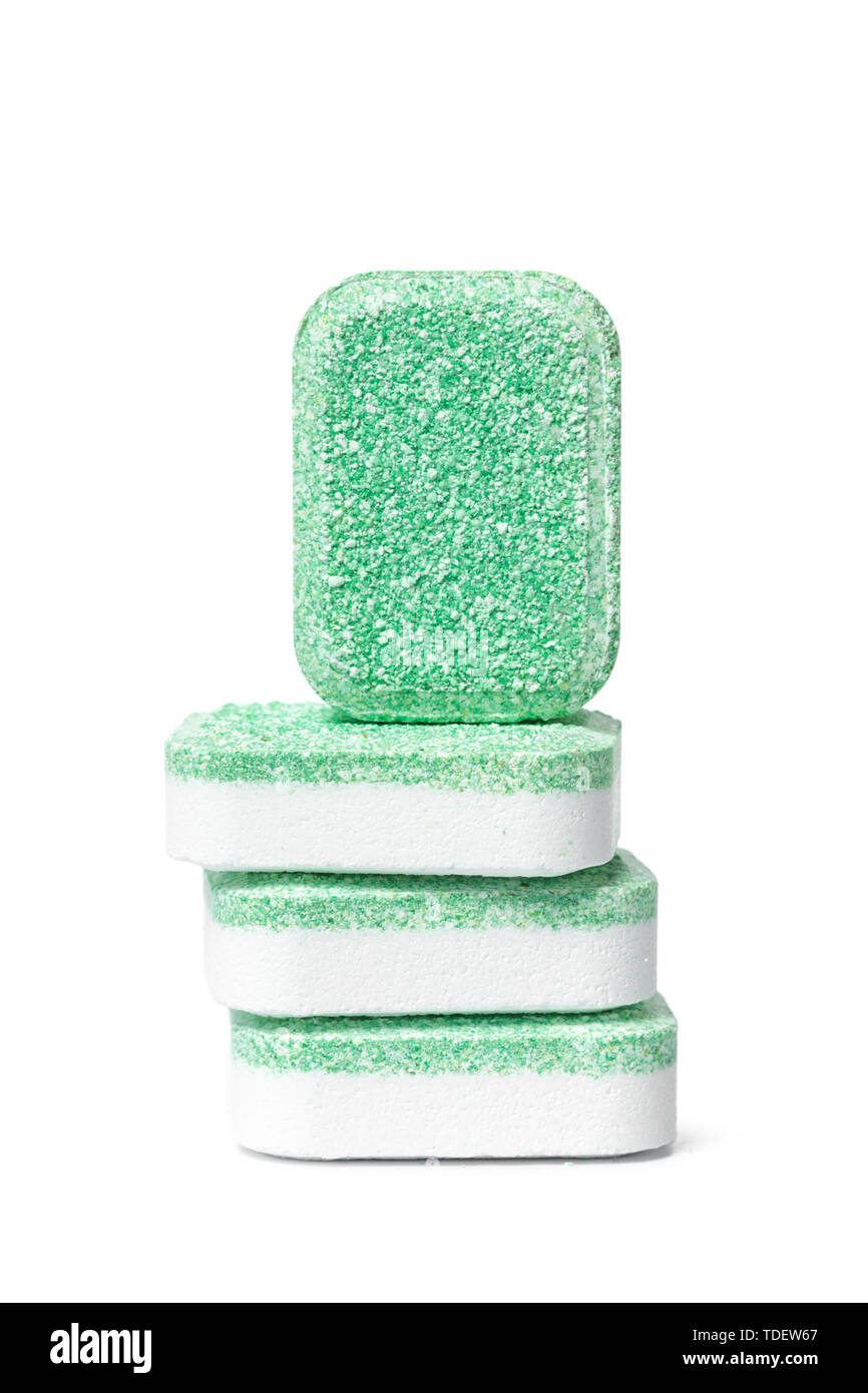 Dishwasher tablets on a white background isolate Stock Photo - Alamy