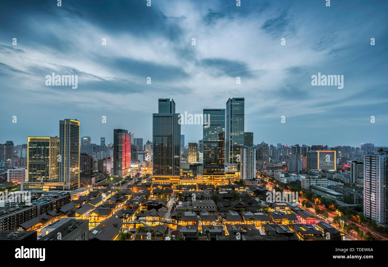 Night View of Daci Temple, Taikuri, Chengdu Stock Photo - Alamy