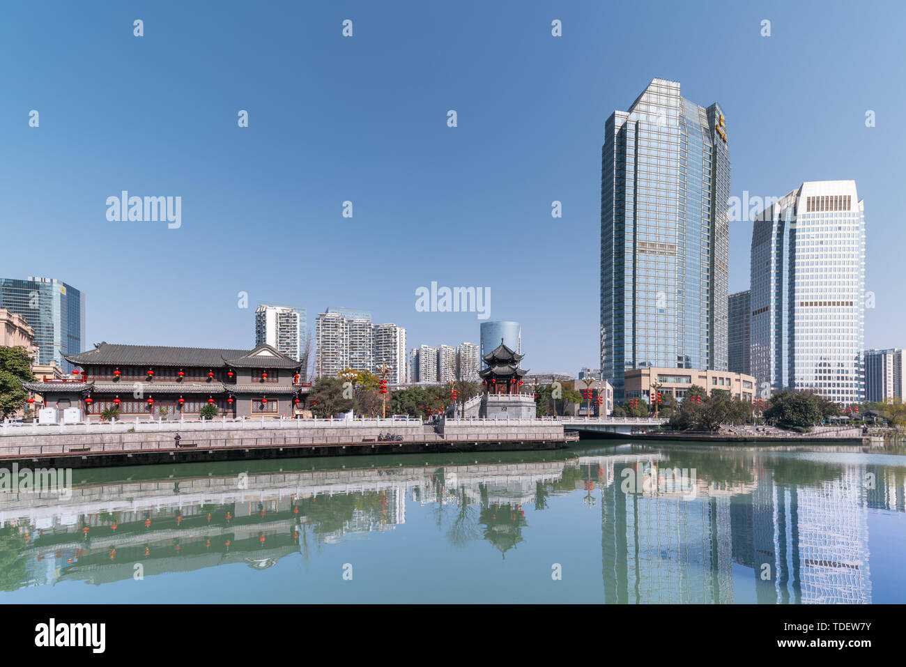 Architectural Scenery of Hejiang Pavilion, Funan River, Chengdu Stock ...