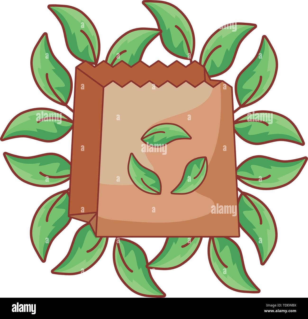 ecological paper bag with leafs vector illustration design Stock Vector ...