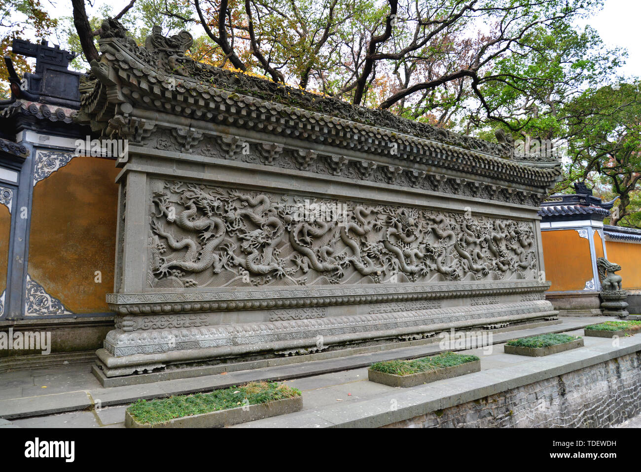 The Kowloon Wall of the Fayu Temple in Putuo Mountain Stock Photo - Alamy