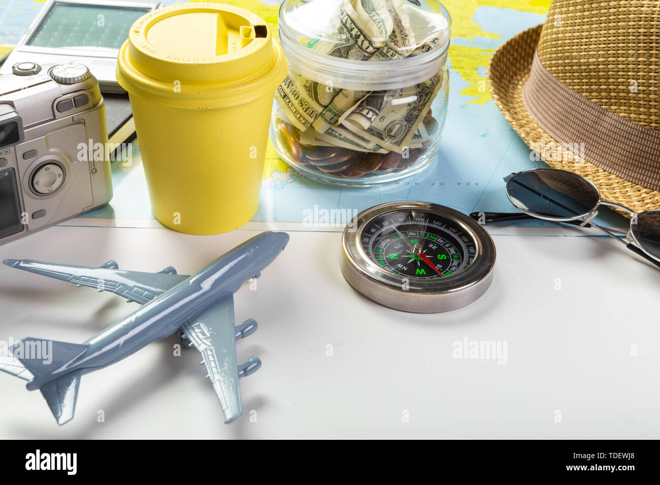 travel, summer vacation, tourism and objects concept Stock Photo - Alamy