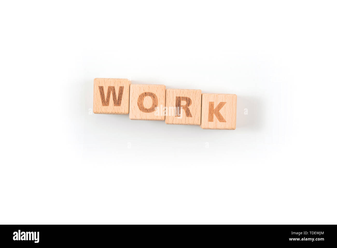 Work wooden blocks of business concept isolated on white background ...