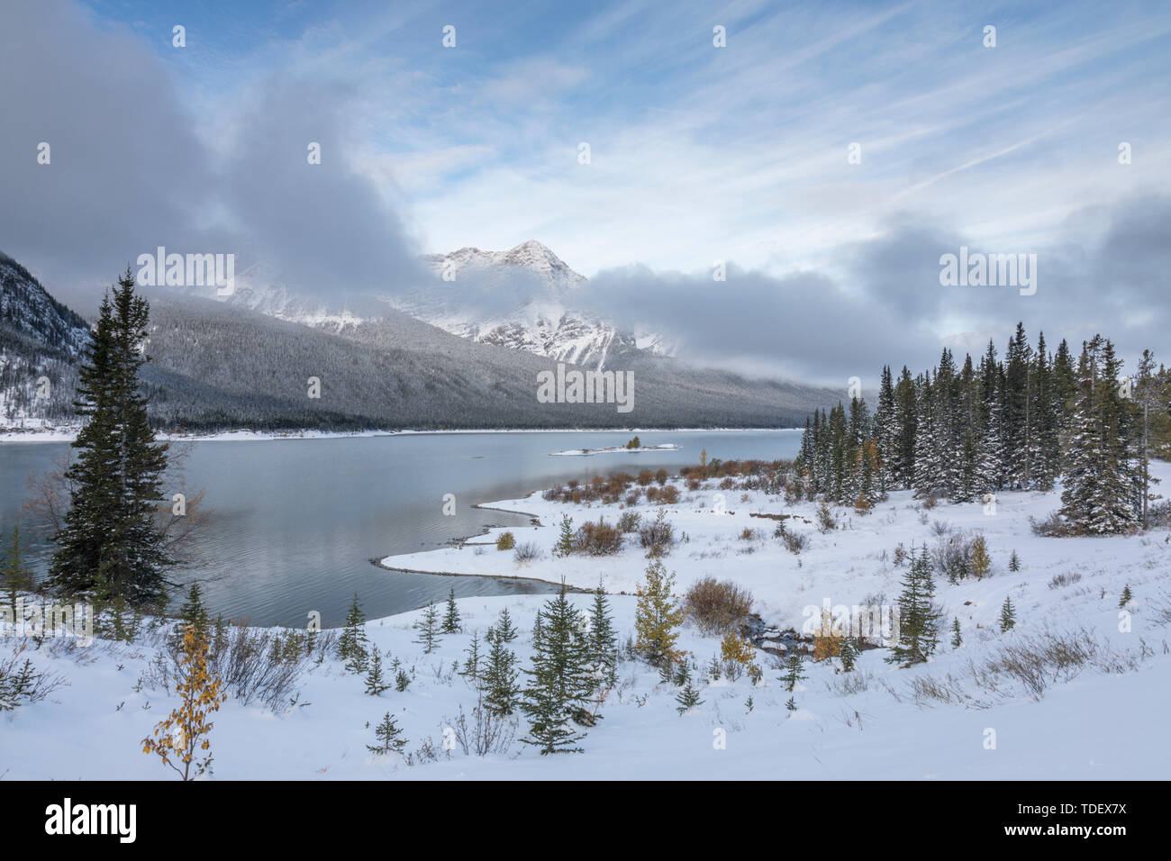 Lake in Winter, Spray Lakes Reservoir, Spray Valley Lakes Provincial ...