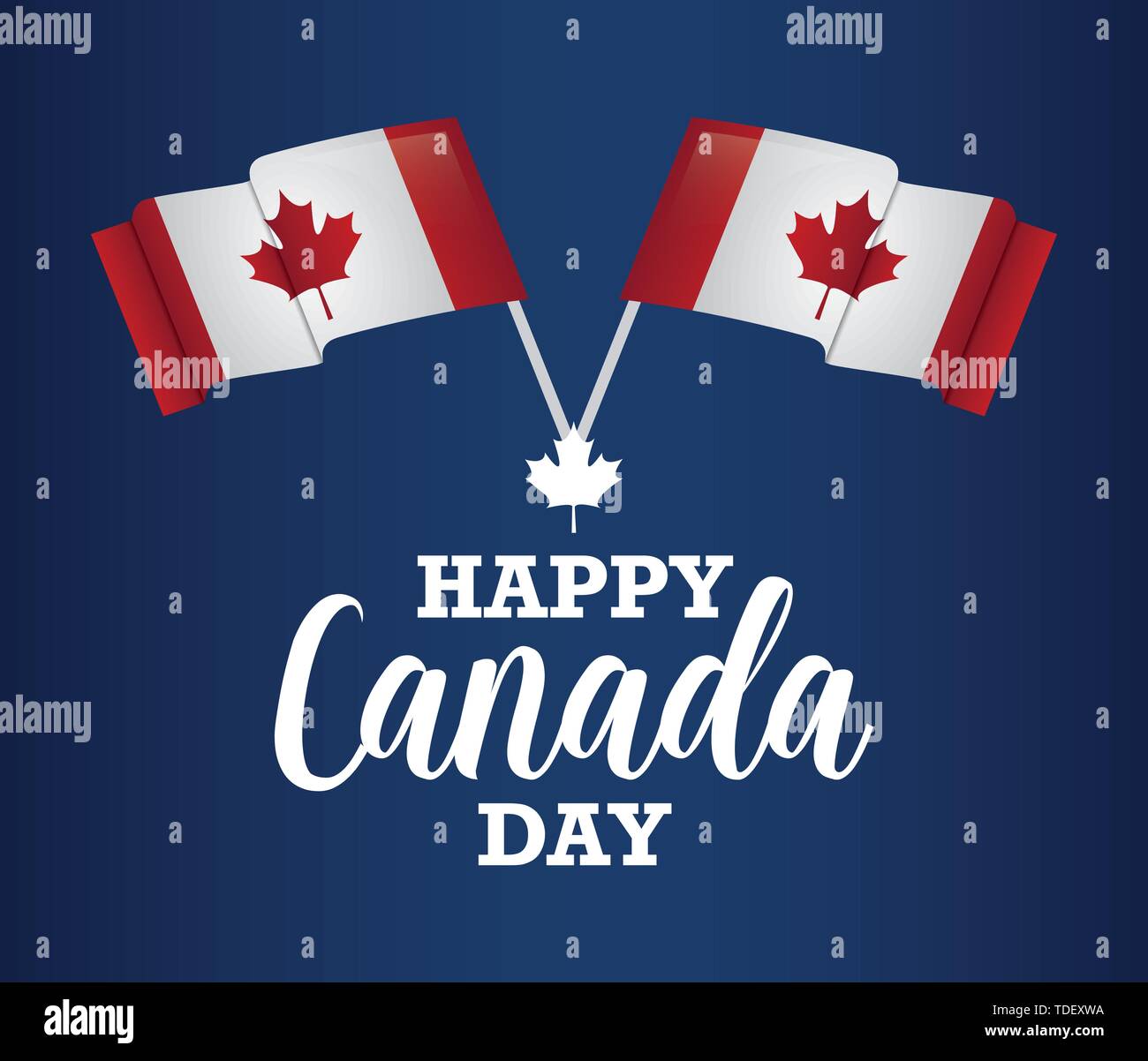 poster of happy canada day with flags vector illustration design Stock ...