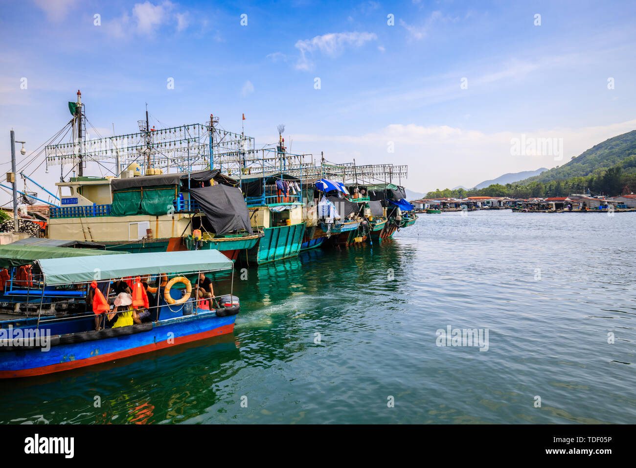 Monkey Island fishing rafts in South Bay, Hainan, China Stock Photo - Alamy