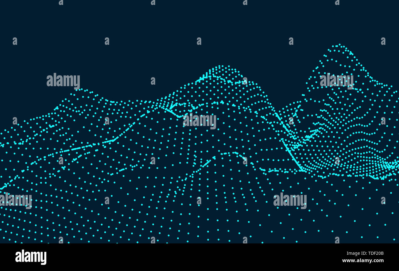 Abstract Vector Three Dimensional Digital Terrain Of Big Data Concept Graphics With Artificial