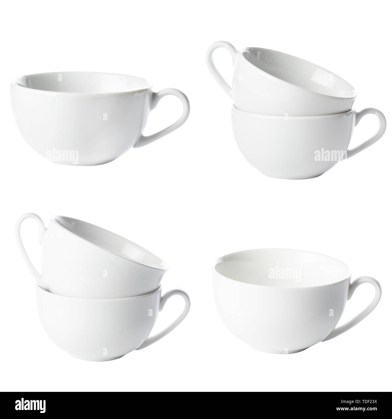 Tea cup and pot collage isolated on white background Stock Photo - Alamy
