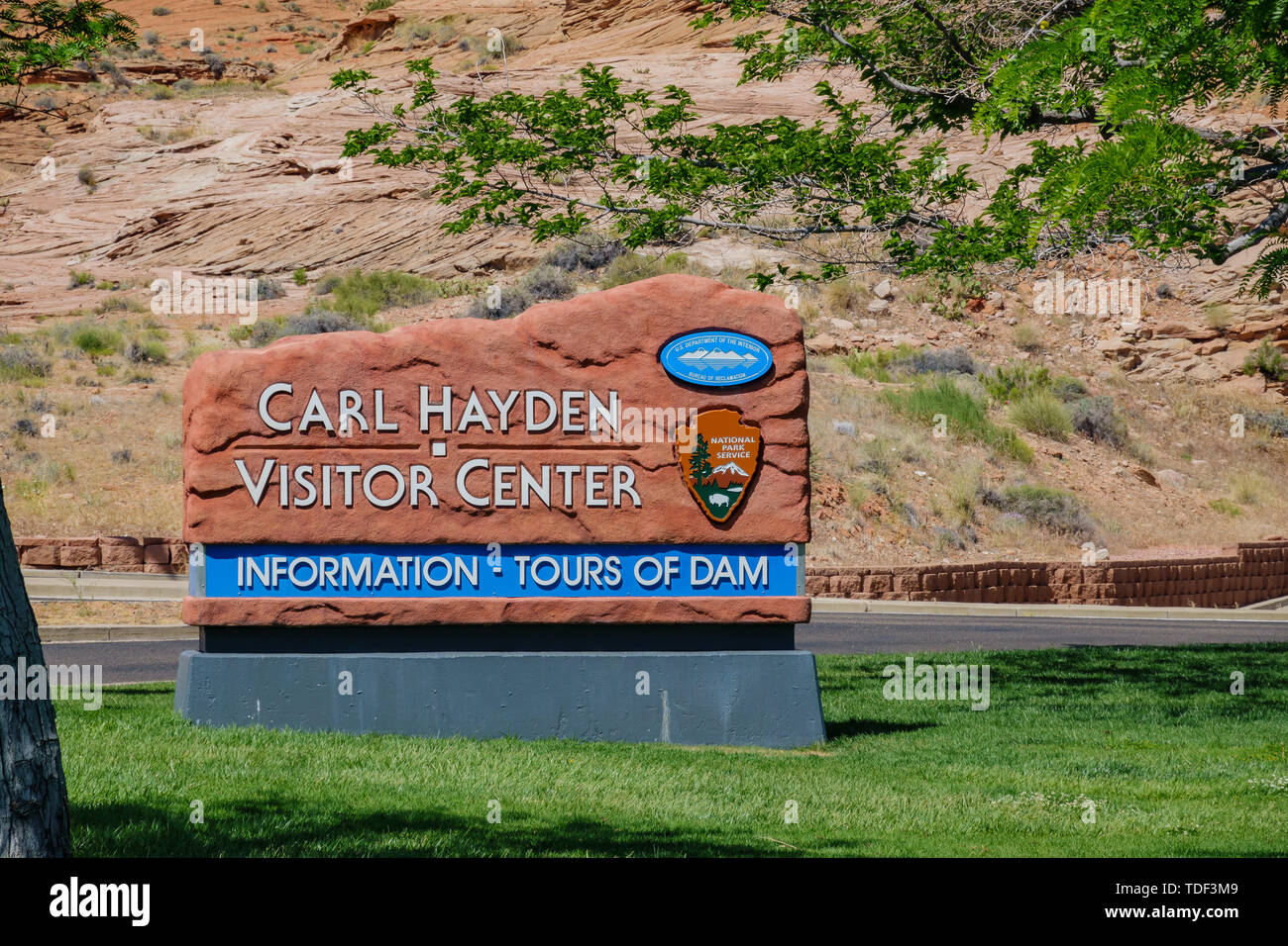 Page, MAY 14: Sign of the Carl Hayden Visitor Center sign on MAY 14 ...