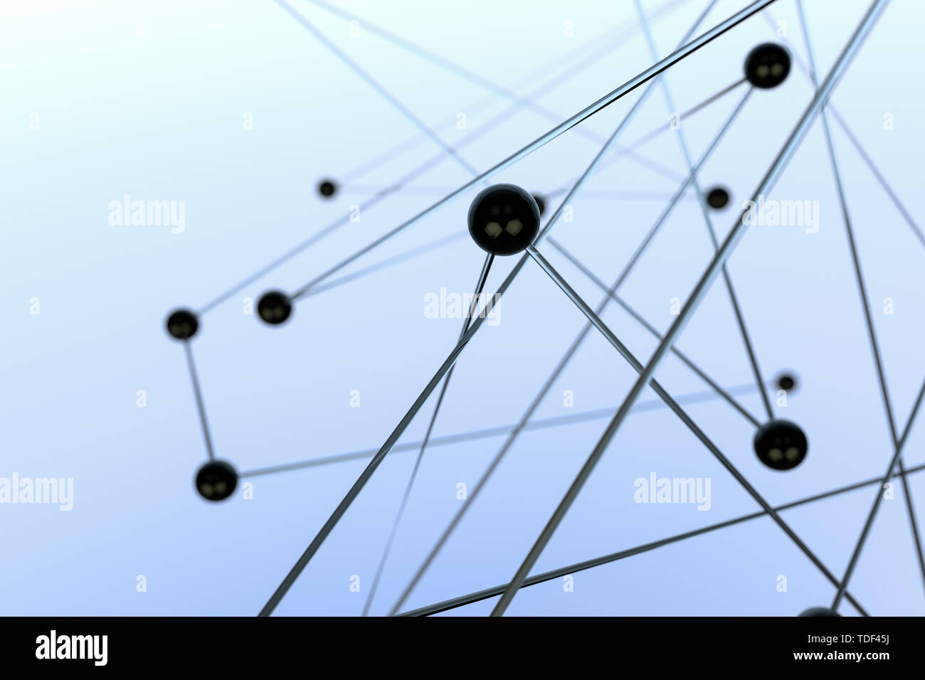 Circular nodes and line structures, three-dimensional rendering Stock ...