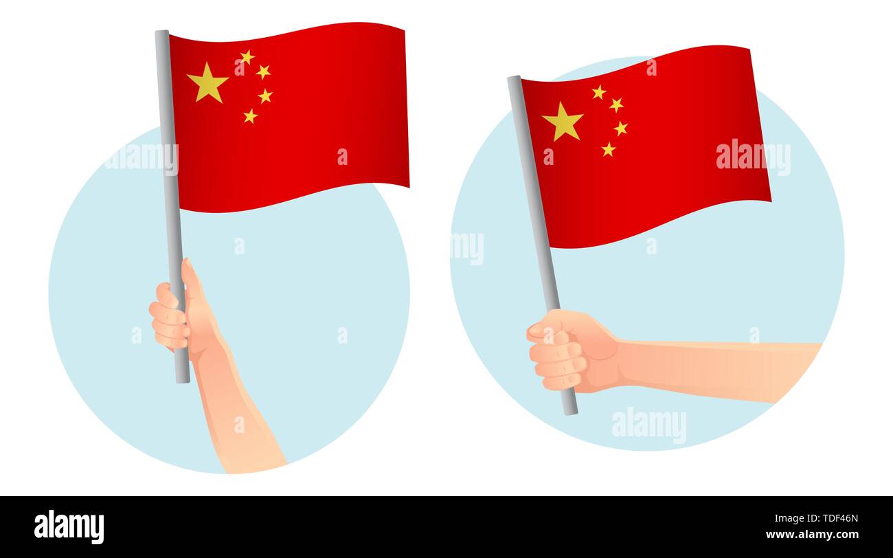 China flag in hand. Patriotic background. National flag of China ...