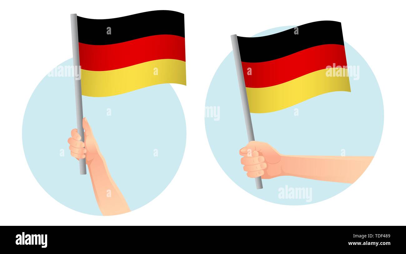 Germany flag in hand. Patriotic background. National flag of Germany ...