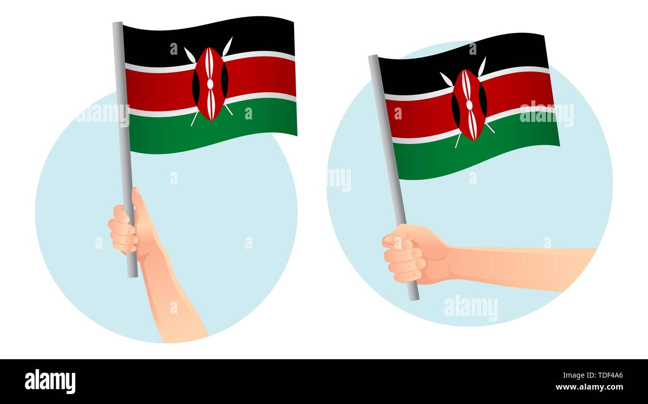 Kenya flag in hand. Patriotic background. National flag of Kenya ...