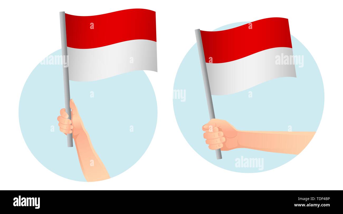 Monaco flag in hand. Patriotic background. National flag of Monaco ...