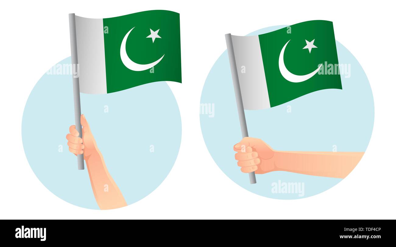 Pakistan flag in hand. Patriotic background. National flag of Pakistan ...