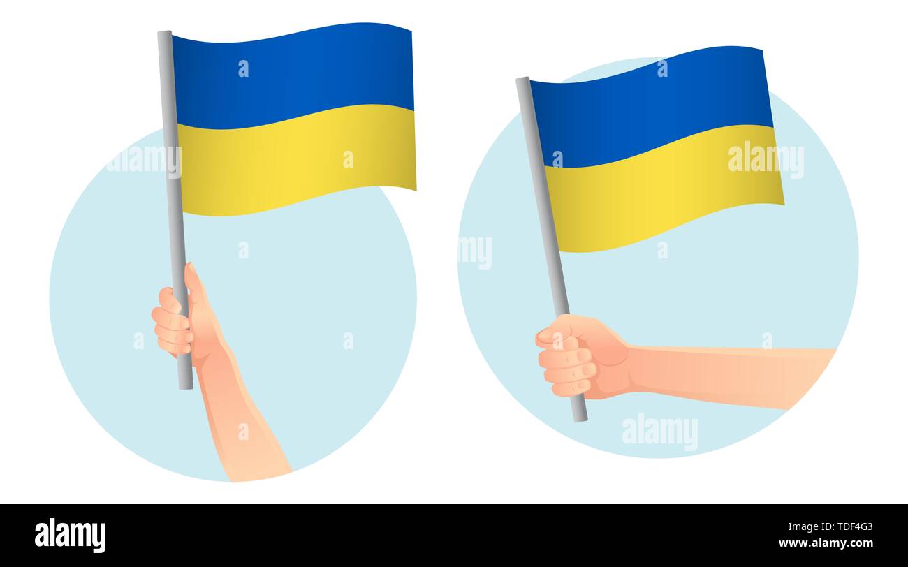 Ukraine flag in hand. Patriotic background. National flag of Ukraine ...