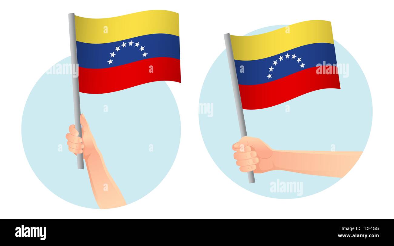 Venezuela flag in hand. Patriotic background. National flag of ...