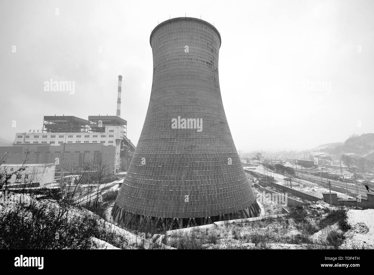 Factory in snow Black and White Stock Photos & Images - Alamy